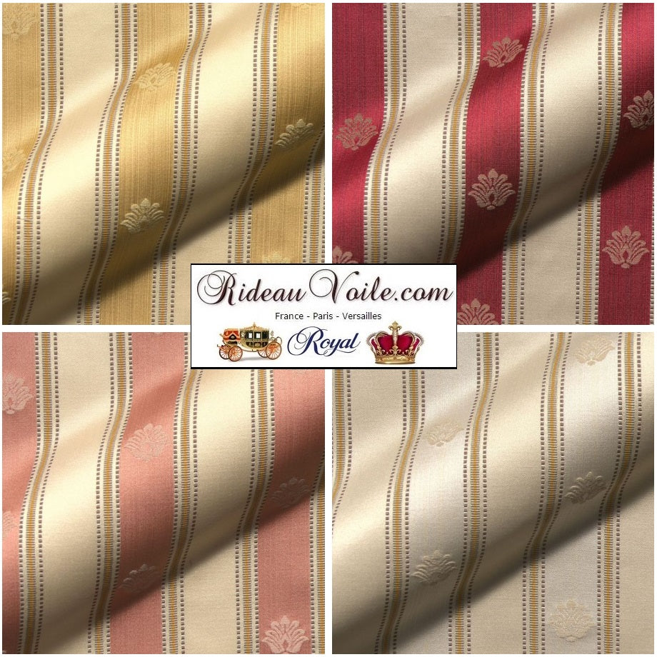 Tissu Empire Directoire ameublement beige rayé ivoire mètre rideau ...