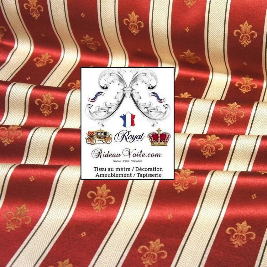 Tissu ameublement mètre motif rayé Empire Baroque Renaissance rayures ...