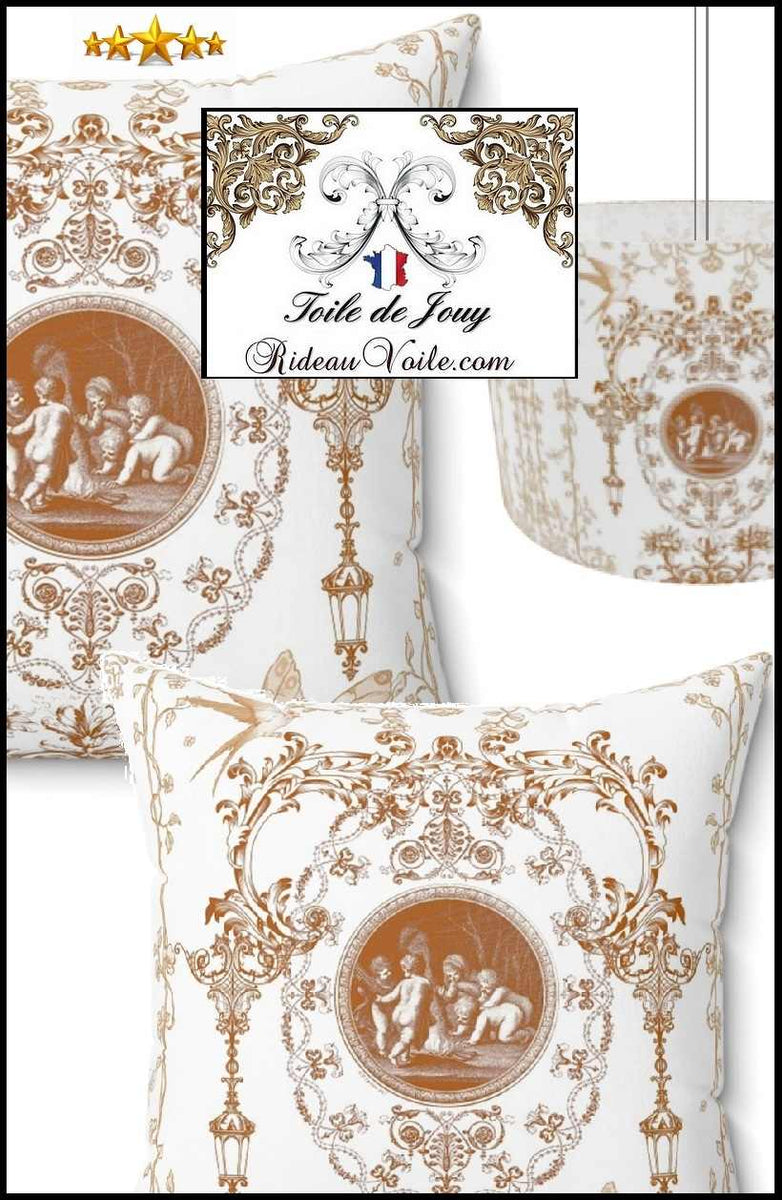 Toile de Jouy OCRE ameublement architecte intérieur hôtel restaurant ...