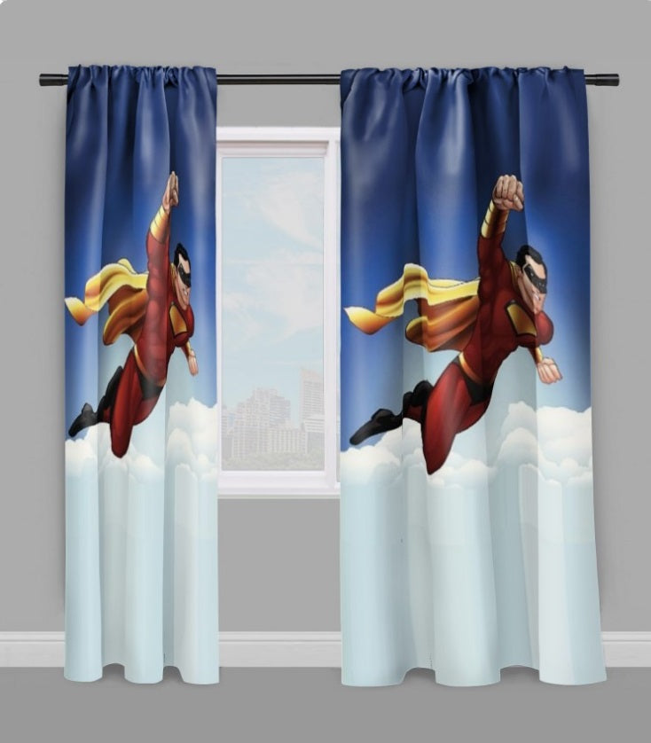 Tissu au mètre imprimé Super Héro Américain à cape motif sur rideau co ...