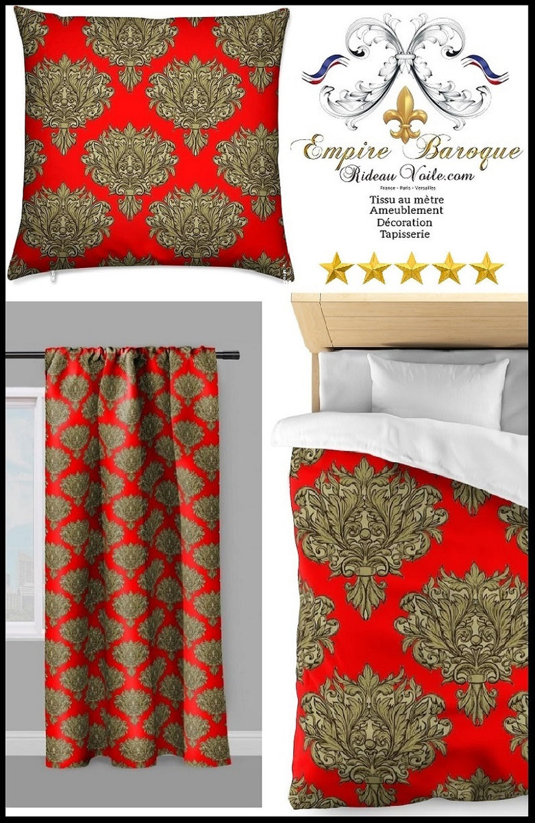 Tissu ameublement mètre rouge Baroque fabric meter print flower Tessut ...