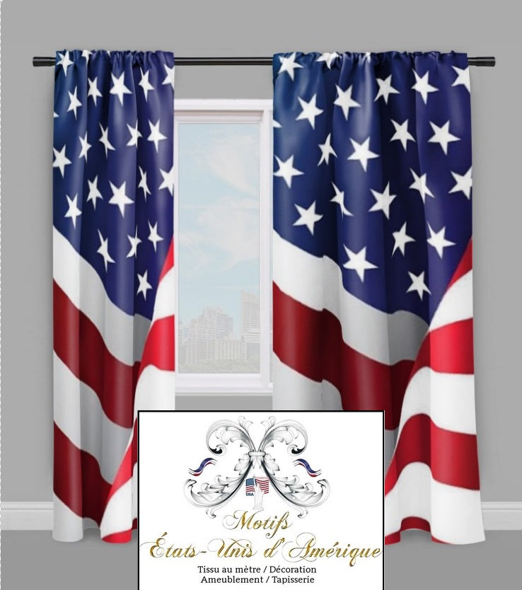 Tissu design drapeau USA motif décoration rideaux couette voilage igni ...
