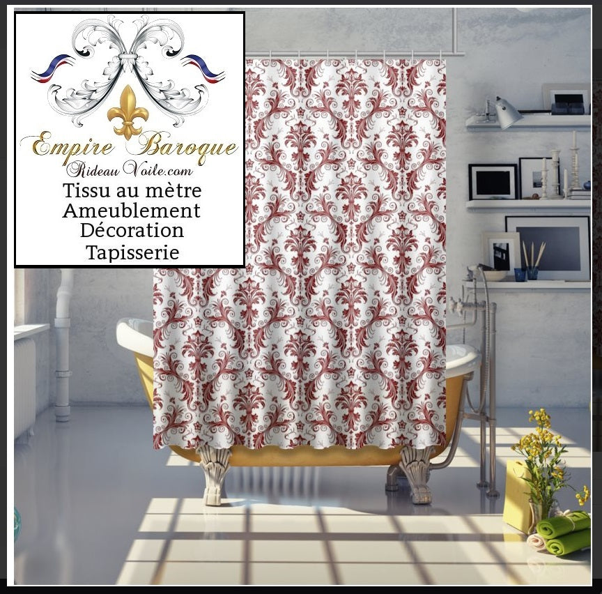 Tissus ameublement tapisserie Baroque Damasco rouge mètre rideaux coue ...